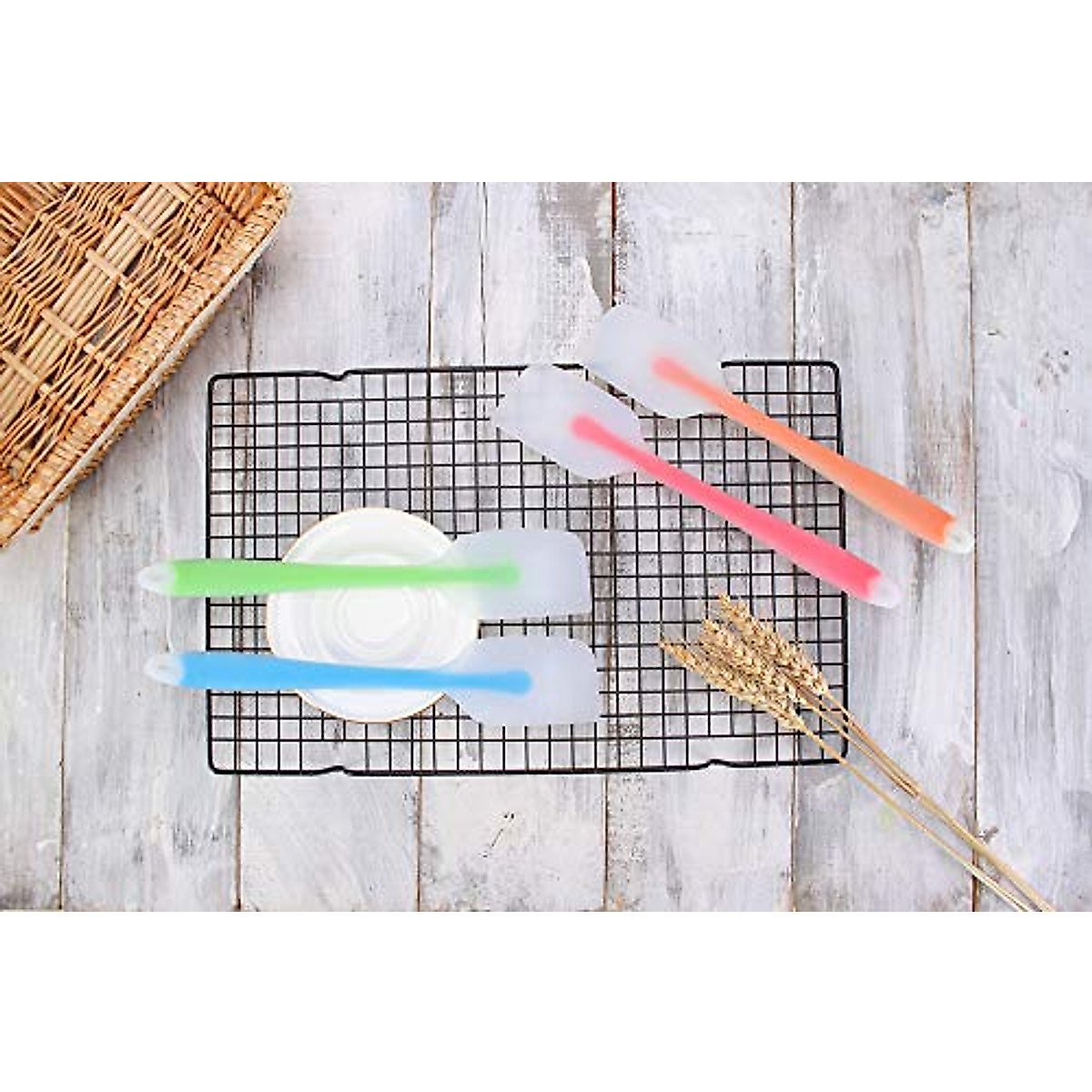 HiramWare Silicone Spatula Set of 4 - Heat Resistant Flexible Spatula 450F with Stainless Steel Core - Food Grade Premium Good Grip Kitchen Utensils - Seamless, Heavy Duty, BPA Free, Dishwasher Safe