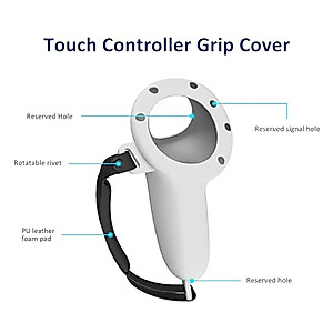 AZURAOKEY 1 Pair Silicone Controller Grips Cover Compatible with Meta Quest 3 Accessories, Anti-Shock Anti-Fall with Adjustable Strap Left &Right for Meta Quest 3 Controller Grips