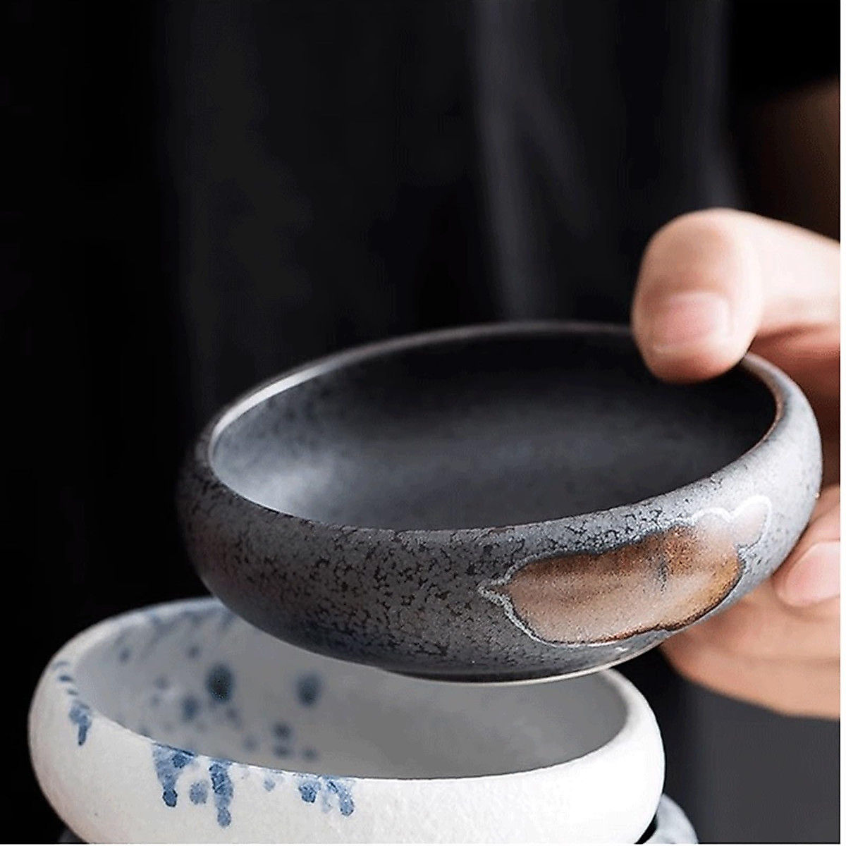 TOOSII Snack Bowls Japanese Ceramic Dipping Plate 4oz Porcelain Bowl Soy Sauce Dish Dessert Soup Side Dish Salad Cereal Dish Dinnerware (Color : C)