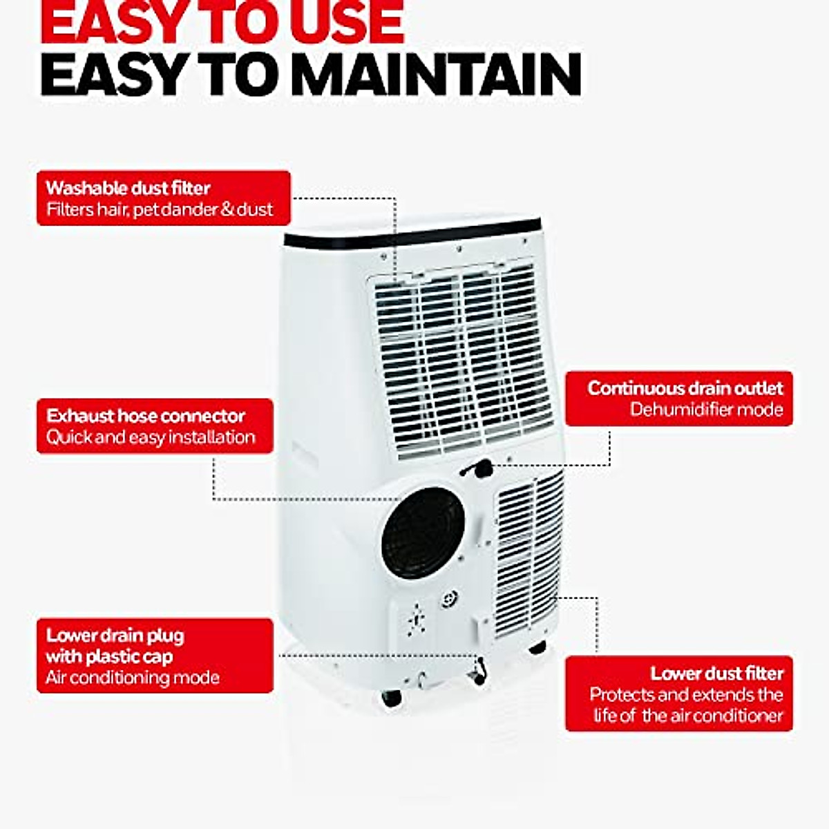 Honeywell 10,000 BTU / 65 Pint Portable Air Conditioner and Dehumidifier, Cools Rooms Up To 450 Sq. Ft, with Fan and Remote Control