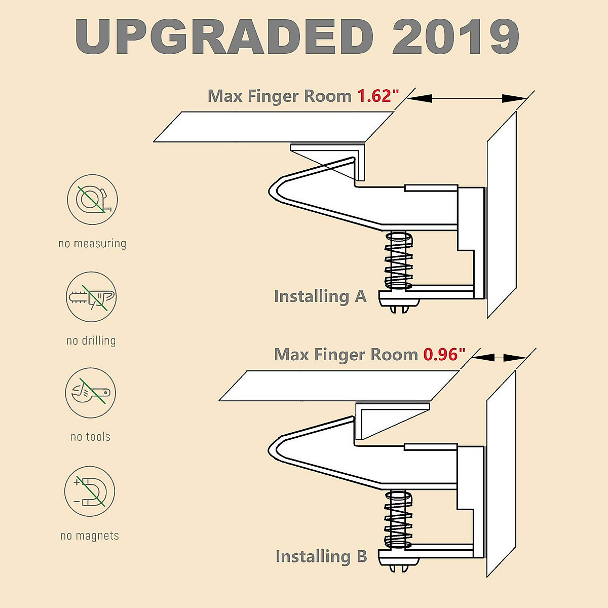 Cabinet Locks Child Safety Latches - OKEFAN 12 Pack Baby Proofing Cabinets Drawer Lock Adhesive Latch for Kids Proof Drawers No Drilling Tools Needed (White)