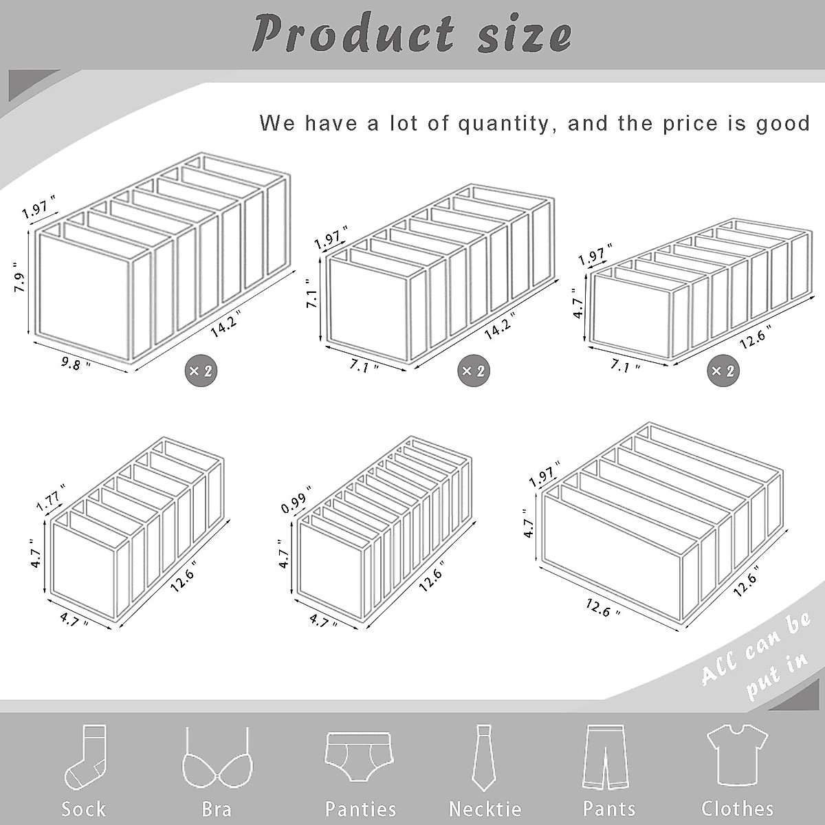 ULENDIS 9 Pack Wardrobe Clothes Organizer for Drawers, Foldable Clothes Drawer Mesh Separation Box, Drawer Dividers for Clothes Pants Jeans T Shirt (2Jeans+2Bra+(Legging+Shirt+Panties+Sock)*1)