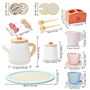 AOKAOK Wooden Tea Set for Little Girls - Play Kitchen Accessories, Kids Tea Party Set with Play Food - Perfect for Imaginative Play and Tea Party Fun!