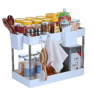 Under Sink Organizers and Storage, Venroii Cabinet Organizer, 2 Pack Under Sink Organizer for Kitchen Bathroom, Kitchen Organization and Storage (White)