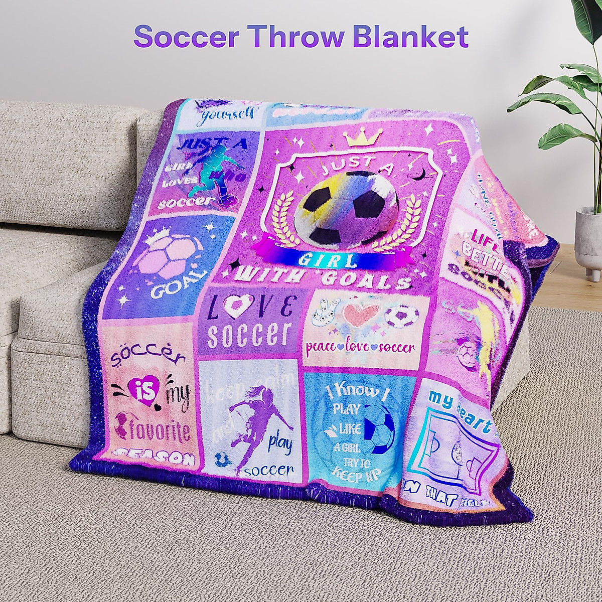 Soccer Gifts for Girls Gifts for Soccer Players Girls Soccer Blanket for Girls, Teen Girls Soccer Gifts, Soccer Lovers Gifts, Soccer Team Gifts 40"X50" Blanket, Christmas, Holiday, Thanksgiving Gifts