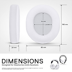 SteelSeries Arctis Earpads - Memory Foam & PU Leather (White) for Arctis 1, 3, 5, 7, 9X, Pro & Prime Headsets