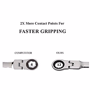 FLZOSPER 1/2 inch SAE Flex-Head Geared Ratchet Wrench,Box End Head 72-Tooth Ratcheting Combination Wrench Spanner