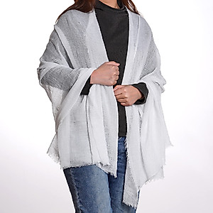 Women Summer Cotton Blend Crinkle Vintage Soft Long Scarf Linen Beach Shawl Wrap (White)