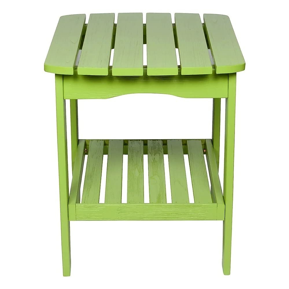 Classic Adirondack Rectangle Patio Table with Slated Top & Genuine Cedar Wood Construction 24" Lx19 Wx22 H | Lime Green Color Weatherproof Finish Best for Indoor Outdoor Use | Water & Rust Resistant