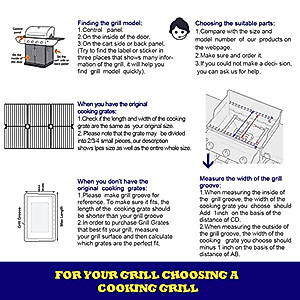 GGC Grill Grates Replacement for Brinkmann 810-8410-F, 810-2410-S, 810-2511-S, 810-2512-S, 810-8411-5, 810-9415-W and Others, 3 PCS Porcelain Coated Cast Iron Cooking Grate(17 3/4" x 8 15/16")