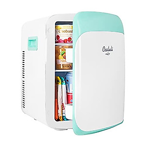 Cooluli 15L Mini Fridge for Bedroom - Car, Office Desk & College Dorm Room - 12V Portable Cooler & Warmer for Food, Drinks, Skincare, Beauty, Makeup & Cosmetics - AC/DC Small Refrigerator (Turquoise)