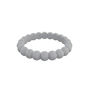 QALO Women's Rubber Silicone Ring, Stackable Bead, Rubber Wedding Ring for Women, Breathable, Durable Engagement Silicone Band, 4mm Wide 2.5mm Thick, Light Grey, Size 8
