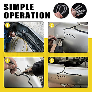 Mardatt 75Pcs 13" Plastic Welding Rods Assorted Set with Stainless Steel Mesh, 8 Types PP PU ABS PE TPO PA PC Plastic Welder Repair Rods Welding Strips for Auto Car Bumpers Kayak Repairs