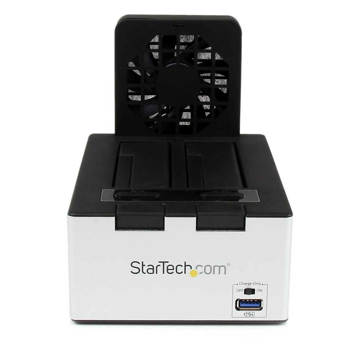 StarTech.com USB 3.0 Dual SATA Hard Drive Docking Station with Fast Charge Hub UASP and Fan, Black/Silver (SDOCK2U33HFB)