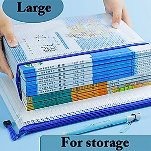 AUSTARK 10Pcs Zipper File Bags Plastic Mesh Zipper Pouch Waterproof Document Bags Board Games Storage Bags for Office School Home Travel, Back to School Supplies (A3 Size 16.9''x12'', White)