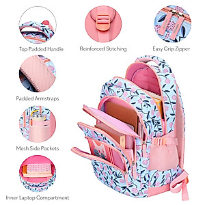 MYGOO Girls Backpack - 17" Tall Colorful School Bag, Archibald Collection, 24L Capacity, Berry Pink