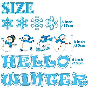 54 Pieces Hello Winter Mini Cut-Outs with 100 Glue Point Dots Assorted Snowman Snowflakes Cartoon Accents Cutouts for Bulletin Board Classroom Decoration School Home Holiday Christmas Winter Party