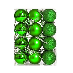 ZYBenda 24Pcs Shatterproof Shiny and Polshed Glossy Christmas Tree Ball Ornaments Decorations - Christmas Hanging Balls for Holiday Wedding Party Decoration (1.2"-30MM, Green)