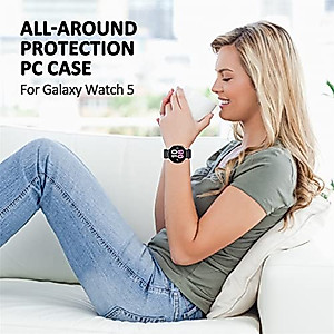 Hard PC Case for Samsung Galaxy Watch 5 Screen Protector 40mm 44mm,with Tempered Glass Built in Cover for Samsung Galaxy Watch 4 40 mm 44 mm Protective Case Face Cover Bumper Accessories [4 Pack]