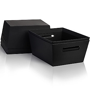 DEAYOU 5 Pack Gift Basket Empty, 12" x 10" Kraft Basket With Handle, 6 LB Cardboard Gift Basket Market Tray, Large Black Paper Basket Holder Container for Wine Gift, DIY, Food, Snacks, Crafts, Easter