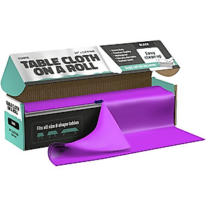 Tablecloth Roll – 54" X 110' Purple Premium Plastic Table Cloths with Cutter Box - Cut to Size - Decorative Rectangle Table Cover Smooth Tablecloth - Disposable Table Cloths for Parties, Weddings.