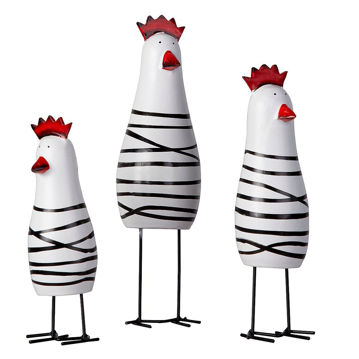 Greencherry Wood Cute Chicken Chook Carving Figurines for Home Decor Pack of 3 Pcs
