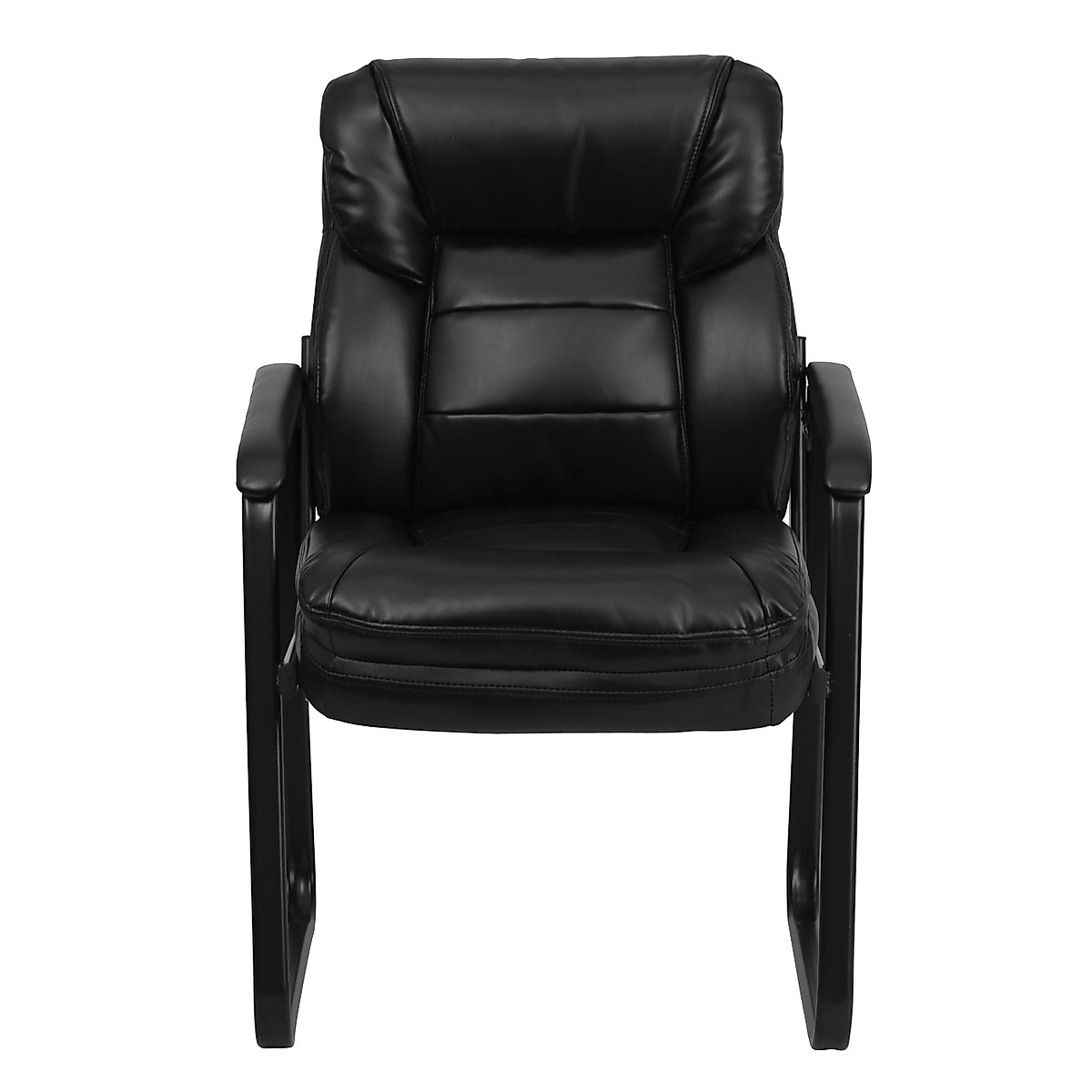 Flash Furniture Black LeatherSoft Executive Side Reception Chair with Lumbar Support and Sled Base