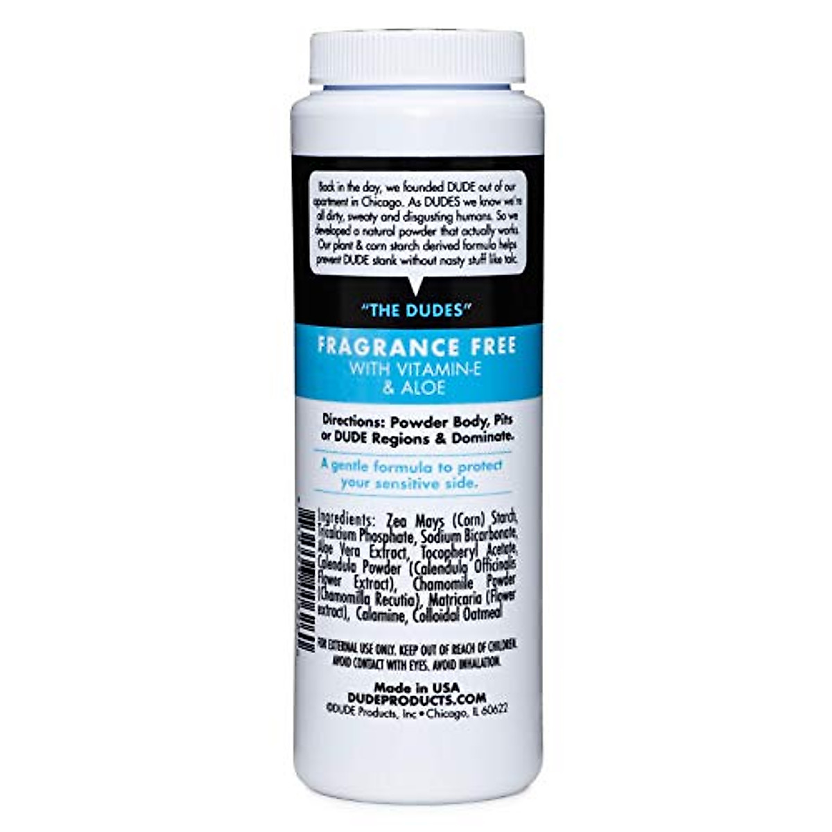 DUDE Body Powder - Fragrance Free 4 Ounce (3 Bottle Pack) Natural Deodorizers With Chamomile & Aloe, Talc Free Formula, Corn-Starch Based Daily Post-Shower Deodorizing Powder for Men