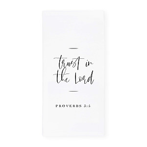 The Cotton & Canvas Co. Trust in The Lord, Proverbs 3:5 Scripture, Bible, Religious, Soft and Absorbent Tea Towel, Flour Sack Towel and Dish Cloth