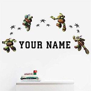 Oliver's Labels Premium Personalized Wall Decal for Kids Room Décor - Peel & Stick, Removable (Teenage Mutant Ninja Turtles™)