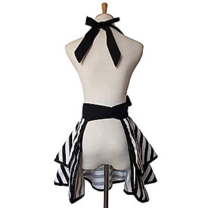 Hyzrz Lovely Handmade Cotton Retro Aprons for Women Girls Cake Kitchen Cook Apron for Mother's Gift (Black)