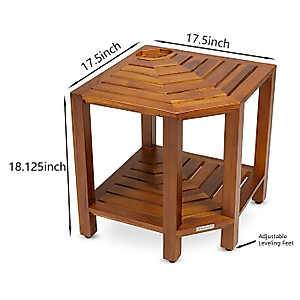 TeakCraft Teak Corner Shower Bench with Basket 17.5 Inch, Fully Assembled. The TeakRa