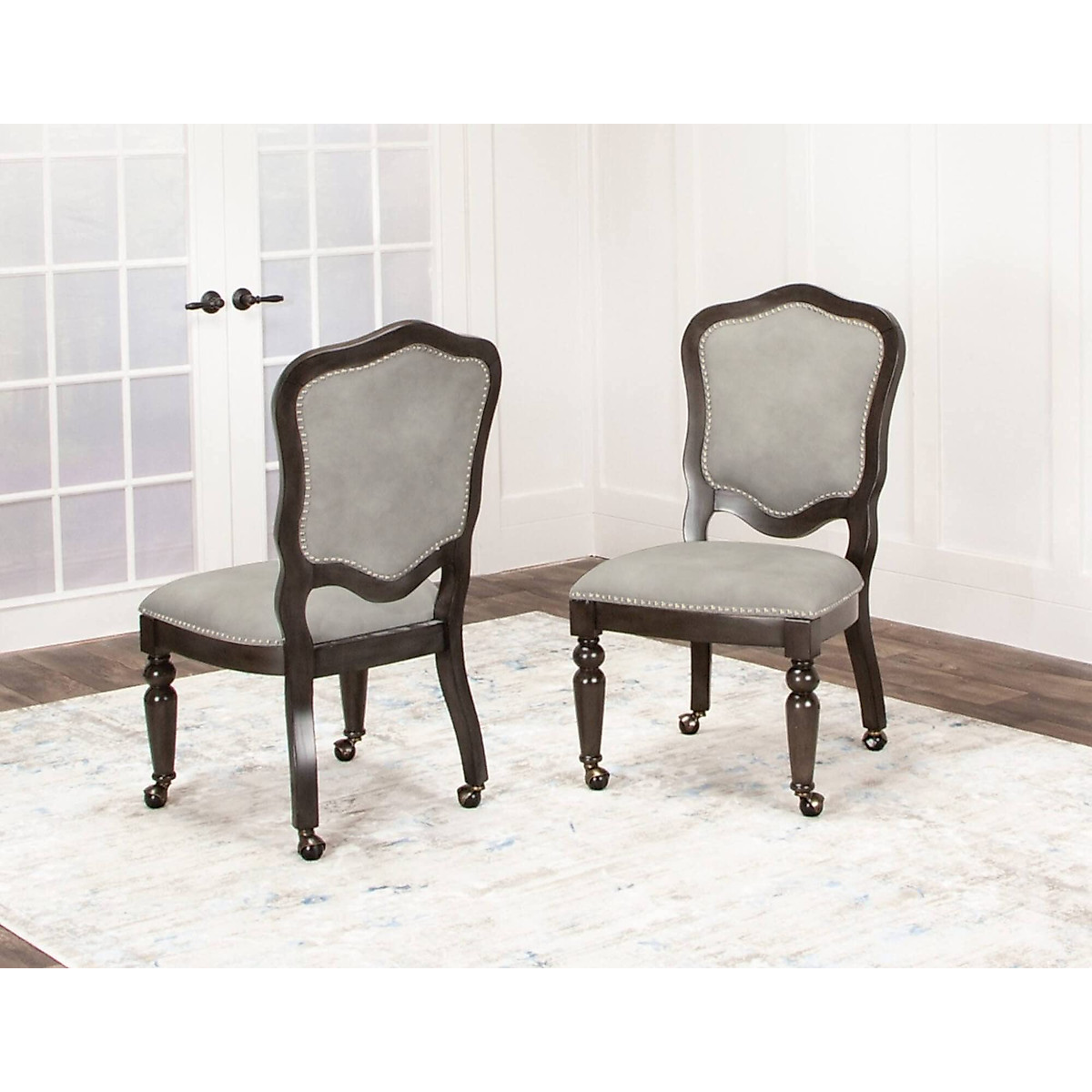 Sunset Trading Vegas Game and Dining Chair, Gray/Black/Off-white