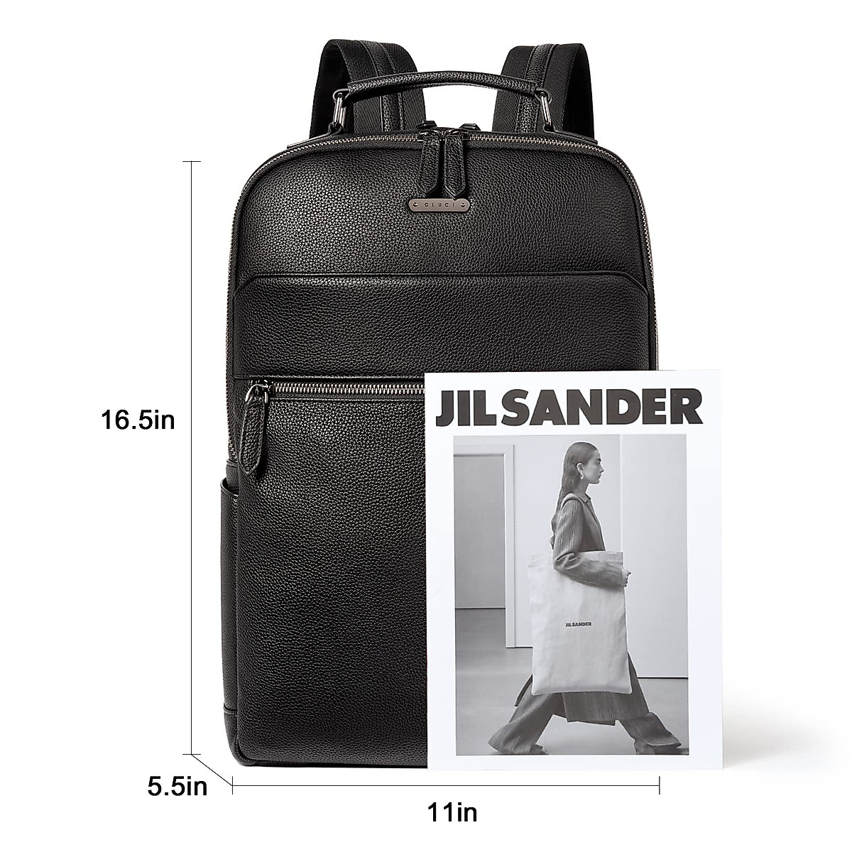 CLUCI Leather Backpack for Men 15.6 Inch Laptop Business Work Travel Casual Large Vintage Daypack Black