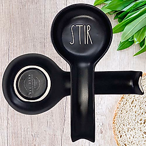 Rae Dunn"Stir" Spoon Rest - In BLACK Artisan Collection By Magenta - The Perfect Addition To Your Kitchen! Beautiful Black Color with Large Contrasting LL Font Lettering Spelling The Word"STIR"