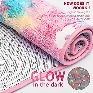 QH Rainbow Unicorn Pattern Glow in The Dark Area Rug Area Rug for Living Room Bedroom Playing Room 5'x6'