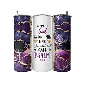 God is Within Her Psalm 46:5 Tumbler Sublimation Transfer, Ready to Press, 20 oz Straight Tumbler, Psalms Christian Transfer for Tumbler