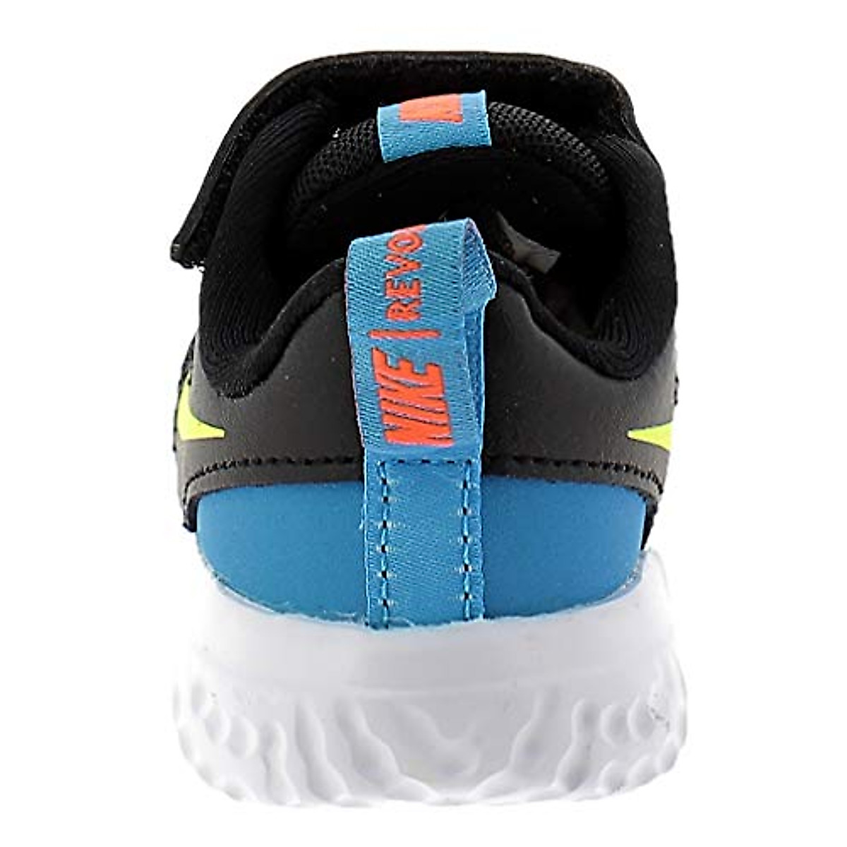 Nike Baby Revolution 5 Velcro Running Shoe, Black/Lemon Venom-Laser Blue-Hyper Crimson, 9C Regular US Toddler