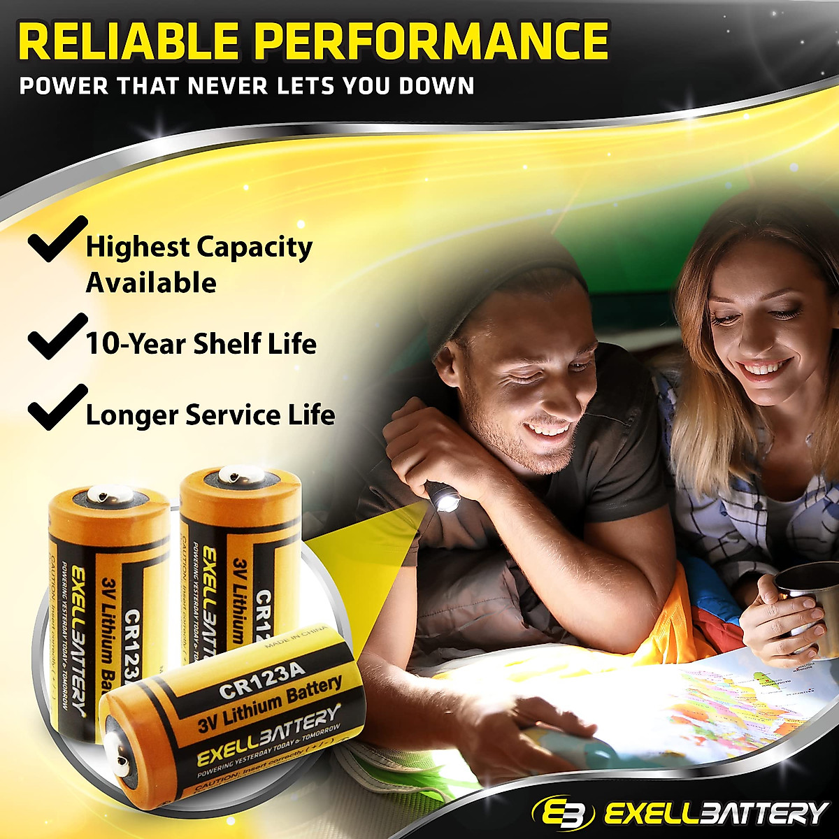 (4-Pack) 3.0V Exell EB-CR123A Lithium Battery | Highest Capacity ON The Market 1700mAh| Fits Honeywell 5816, 5816MN, 5819, 5815, 5817CB, 5817 Replaces VL123A EL123A, EL123AP, VL123A, CR123