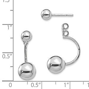 Solid Sterling Silver Rhodium-plated Front and Back Ball Post Earrings