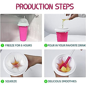 Slushy Maker Cup Squeeze Cup Slushy Maker Frozen Squeeze Cup Homemade Smoothie Cup Ice Cream Maker for Cola or Juice (Red + Blue)