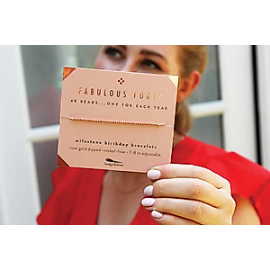 Lucky Feather 40th Birthday Gifts for Women, 14K Rose Gold Dipped Beads Bracelet on Adjustable 7"- 8" Cord - Perfect 40th Birthday Gift Ideas for Her (rose-gold-plated-base)