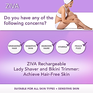 Spa Sciences Ziva Lady Shaver - Advanced Wet & Dry Trimmer - Non-Irritating Shave - for Sensitive Skin - USB Rechargeable - All Skin Types