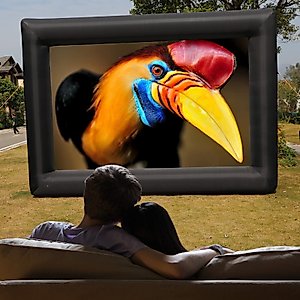 staelea 21ft Inflatable Projector Movie Screen for Outside and Indoor Theater Projector Screen，Supports Front and Rear Projection，Includes a Powerful Fan, Strapping, Repair Kit and Storage Bag