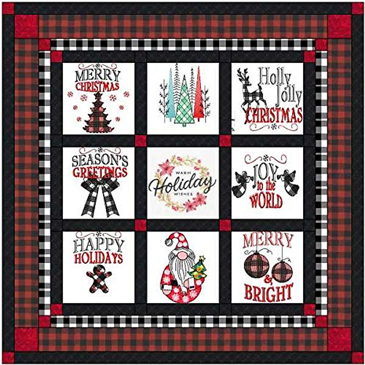 Material Maven Quilt Kit It's A Buffalo Check Christmas/Pre Cut Ready to Sew/Finished Embroidery