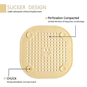 2 Pack Drain Hair Catcher Silicone Drain Protector Hair Stopper with Suction Cup for Shower Kitchen Bathroom Black White