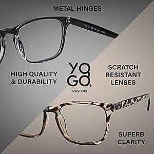 Yogo Vision Blue Light Blocking Computer Glasses Anti Glare Reduce Eyestrain Eyeglasses for Computers Screens for Men and Women (5 pack)