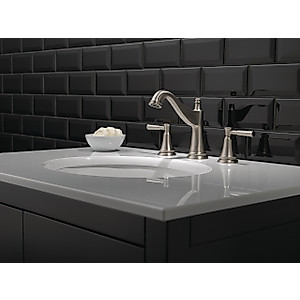 Delta Faucet Mylan Widespread Bathroom Faucet Brushed Nickel, Bathroom Faucet 3 Hole, Drain Assembly, Worry-Free Drain Catch, SpotShield Brushed Nickel 35777LF-SP