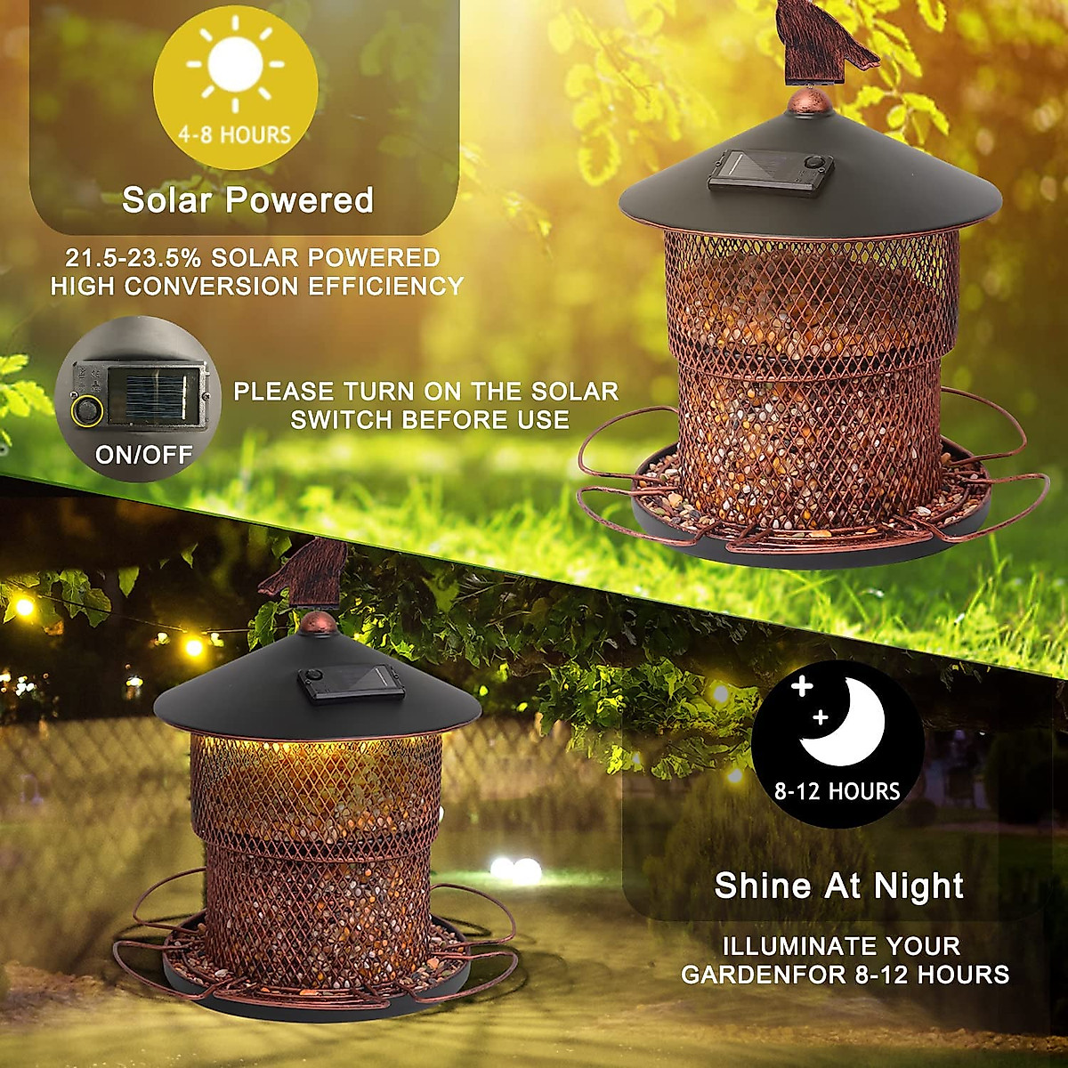 Squirrel Proof Bird Feeders for Outdoors Hanging,Metal Bird Feeder,7.5 Lbs Large Outside Wild Bird Feeder,Solar Mesh Tube Birdfeeder,Birdfeeders for Finch,Cardinal,Blue Jay