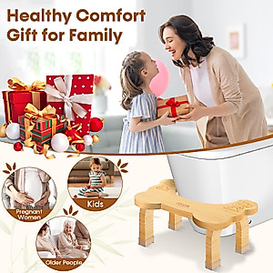 UTCG Bamboo Toilet Stool for Bathroom - Promotes Healthy Digestion, Non-Slip Design, 8 Inch Height, Ideal for Potty Training and Adults